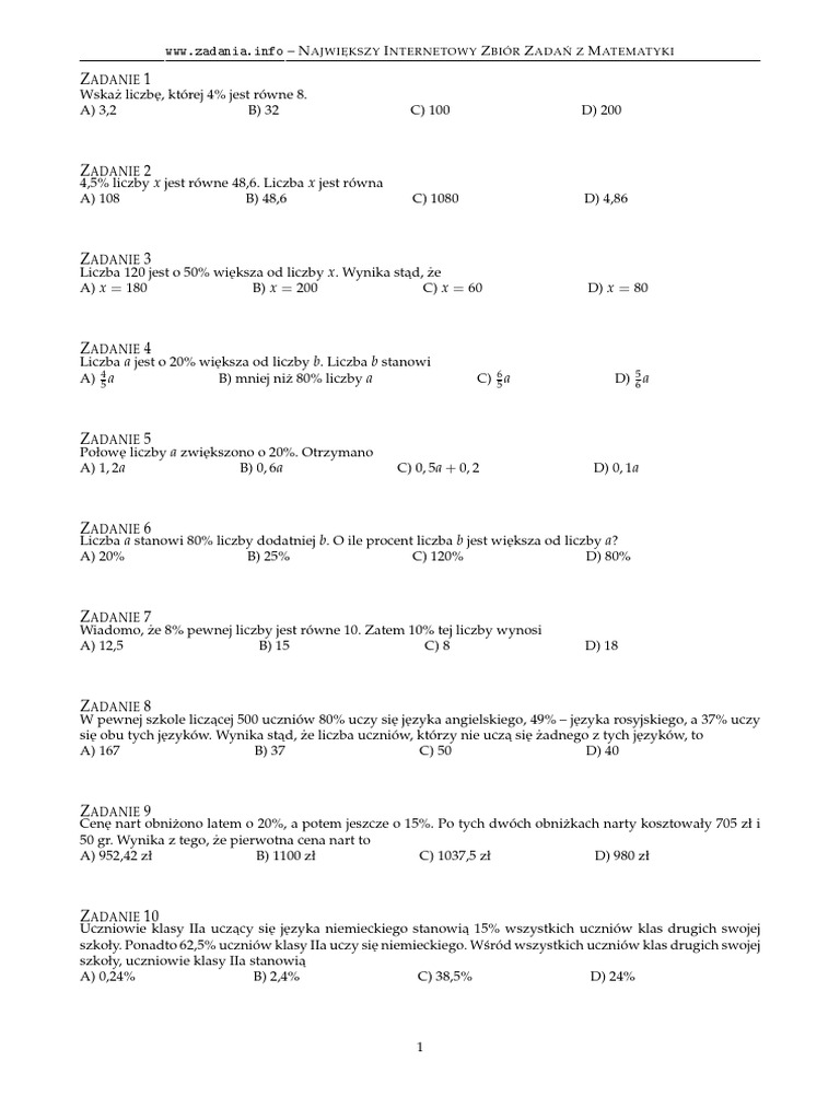 WWW - Zadania.info: Ajwi Ekszy Nternetowy Biór Ada NZ Atematyki | PDF