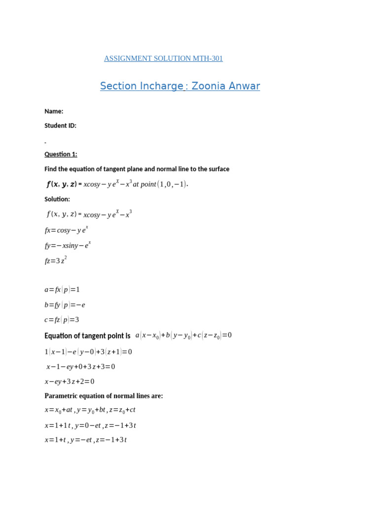 Mth301 Zoonia Anwar Solution | PDF