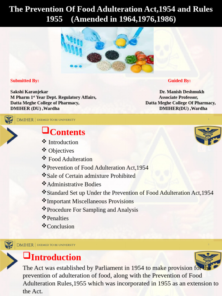 PFA Act 1954 Overview and Guidelines | PDF | Food Safety