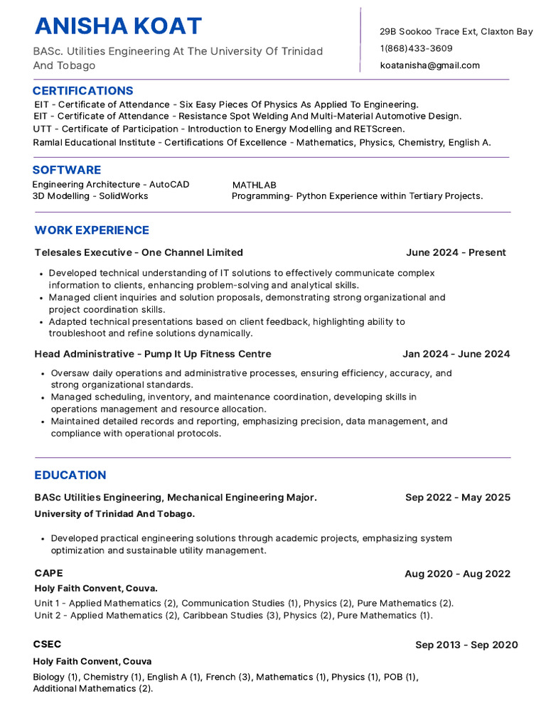 Anisha Koat Official Resume | PDF | Engineering