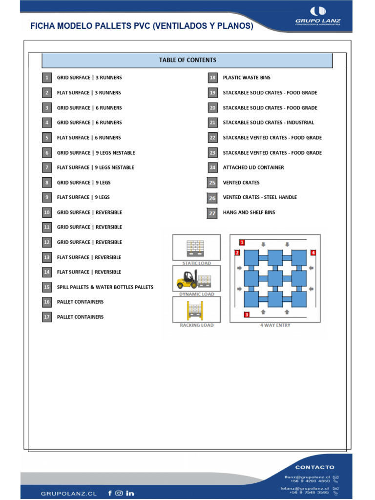 Ficha Modelos Pallets PVC Ventilados y Planos | PDF | Pallet | Industrial Processes