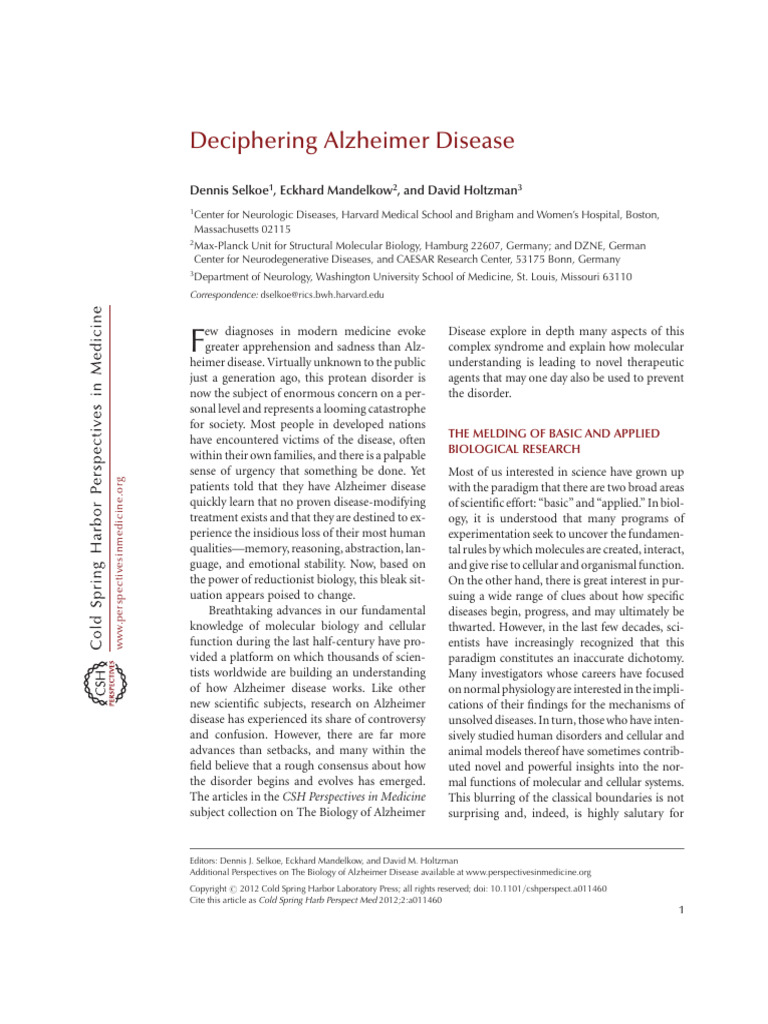 Deciphering Alzheimer Disease | PDF | Alzheimer's Disease | Dementia