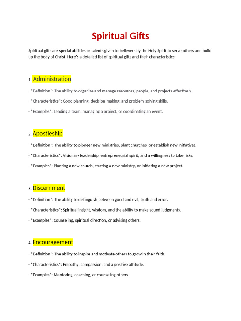 Spiritual Gifts Assessment Guide | PDF | Spiritual Gift