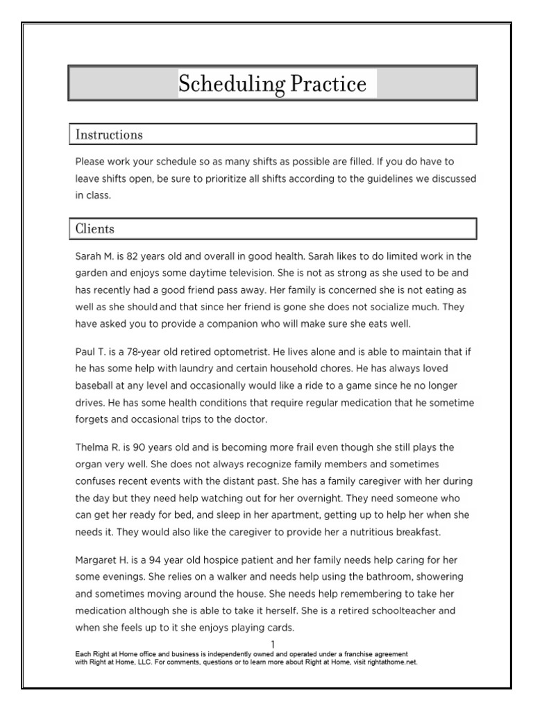 Scheduling Practice Scenario 1 | PDF