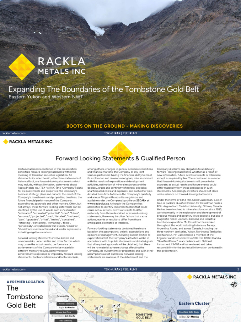 Rackla Metals: Tombstone Gold Exploration | PDF | Mining | Prospecting