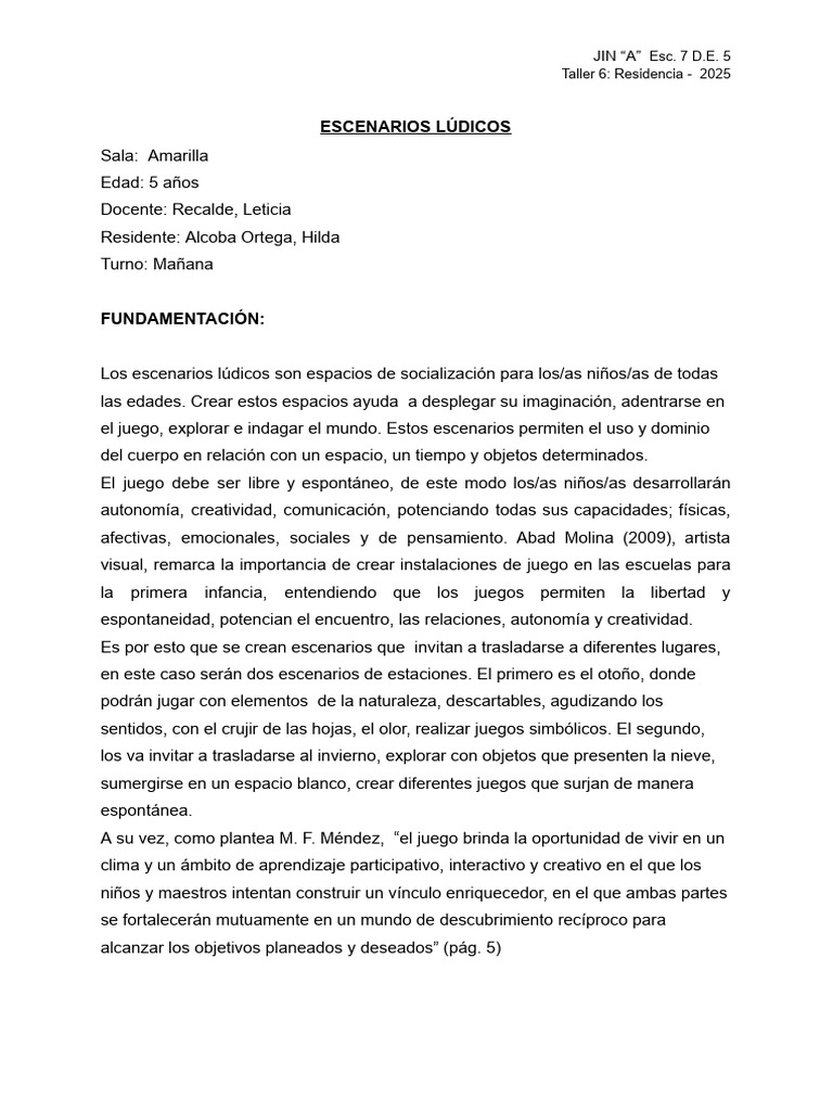 Escenarios Lúdicos | PDF