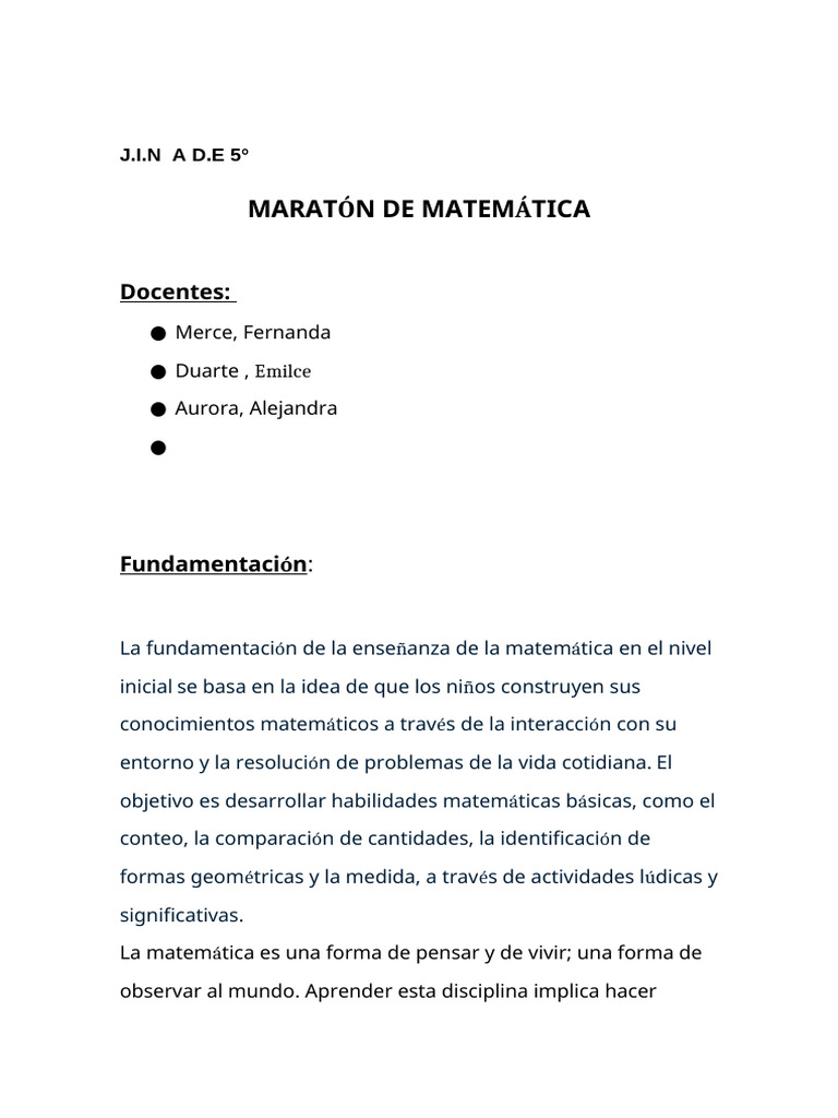 Maratón de Matemática Nivel Inicial 2025 | PDF | Enseñando | Matemáticas