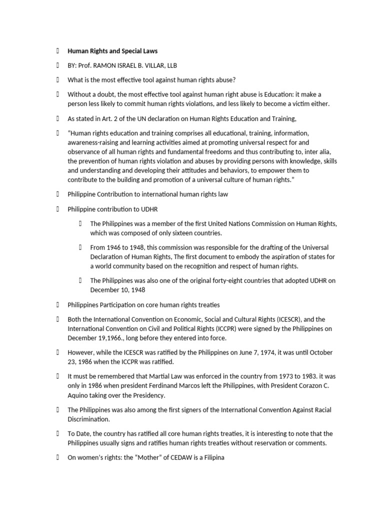 Human Rights and Special Laws MIdterm Coverage | PDF | Human Rights | Habeas Corpus