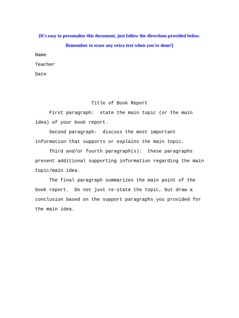 Bookreport Sample1 | PDF