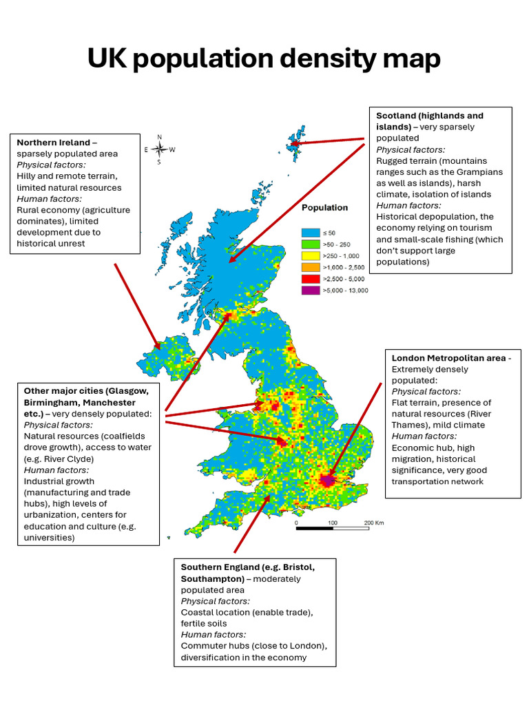 UK Population Density Map | PDF | Economies | Natural Environment