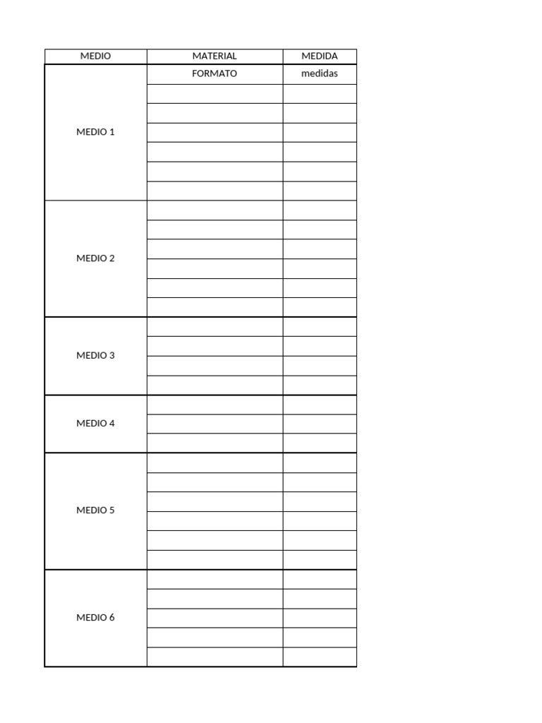 Formato Medidas | PDF