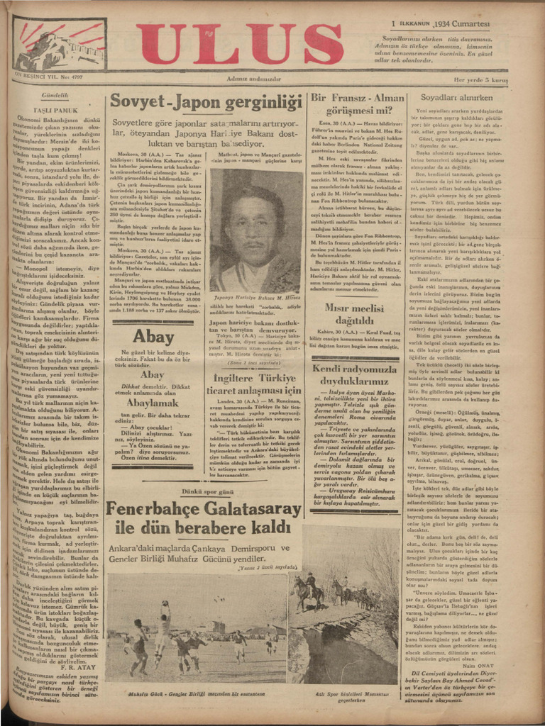 Ulus 1934 Ilkkanun 1 | PDF