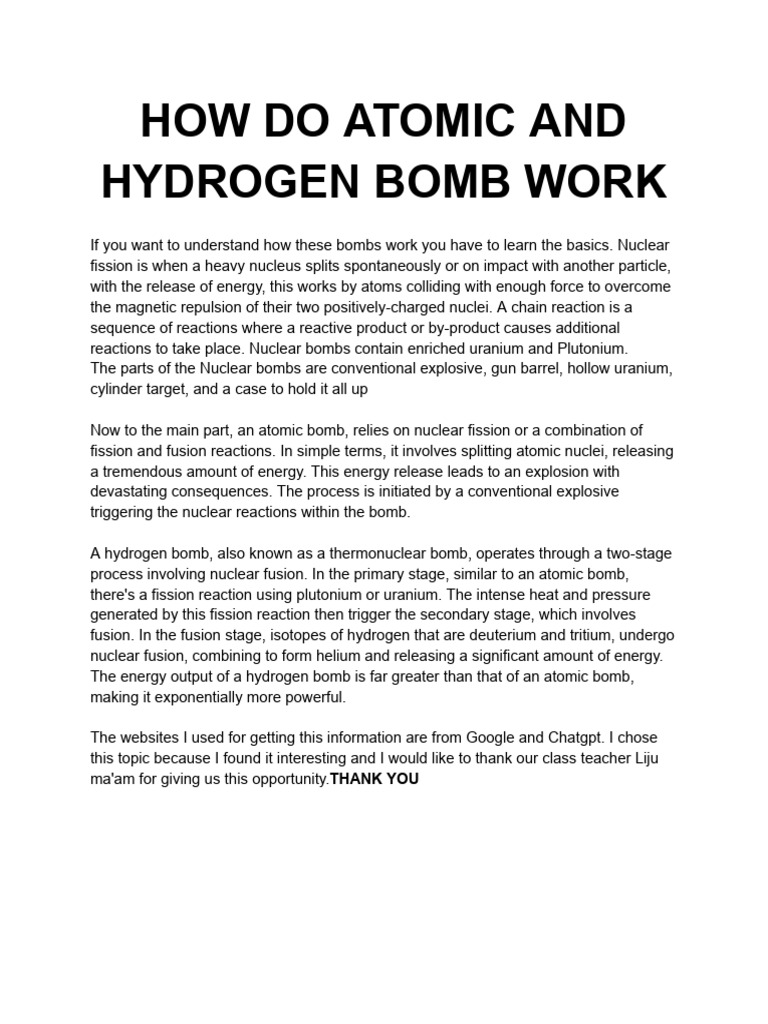 How Do Atomic and Hydrogen Bomb Work | PDF