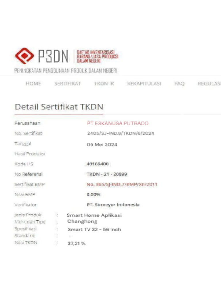 Eskanusa Putraco TKDN | PDF