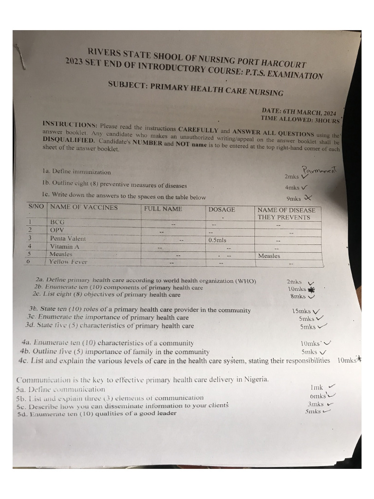 PTS Past Question | PDF