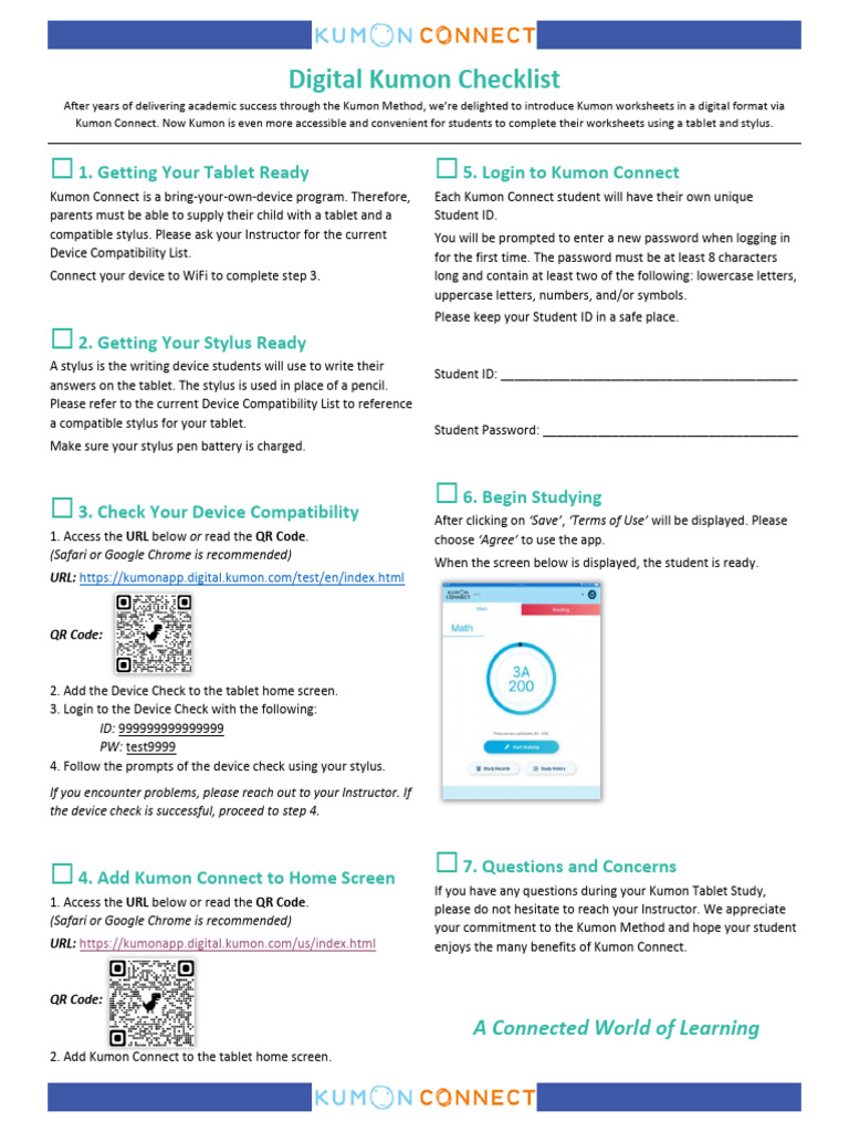 Kumon Connect Device Setup Guide | PDF | Password | Tablet Computer