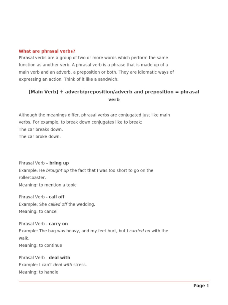 Phrasal Verbs - Introduction | PDF | Verb | Adverb