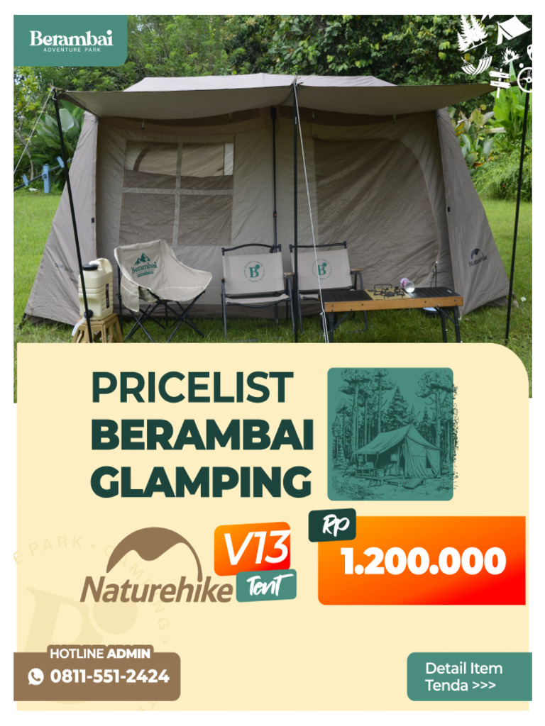 Price List - Glamping Berambai Adventure Park - Naturehike V13pdf | PDF