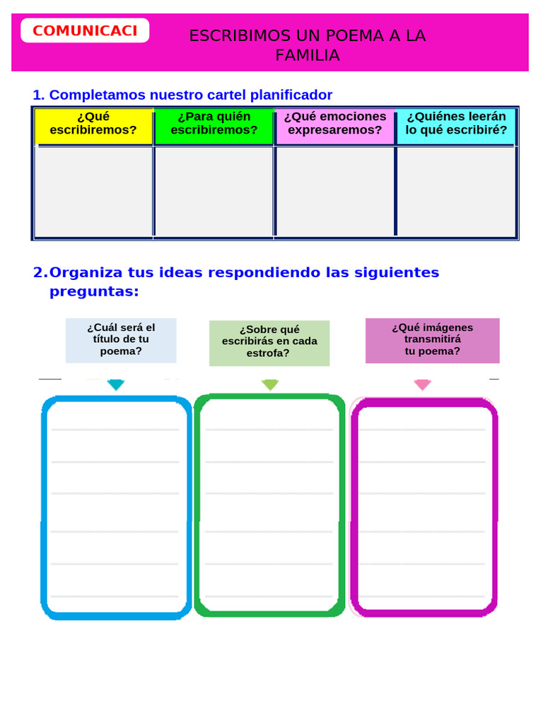 D3 A1 Ficha Com Escribimos Un Poema A La Familia | PDF