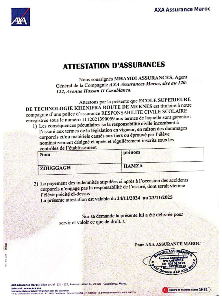 Attestation d'Assurance | PDF