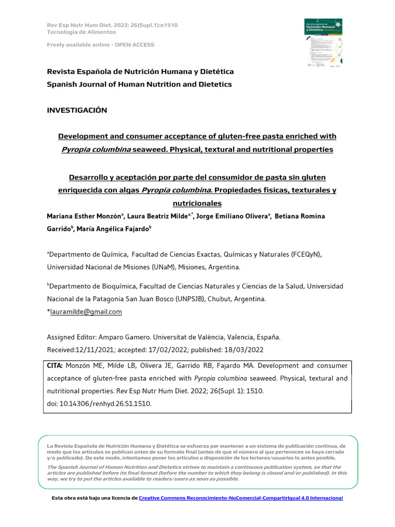 4 B - Development and Consumer Acceptance of Gluten-Free Pasta Enriched ...