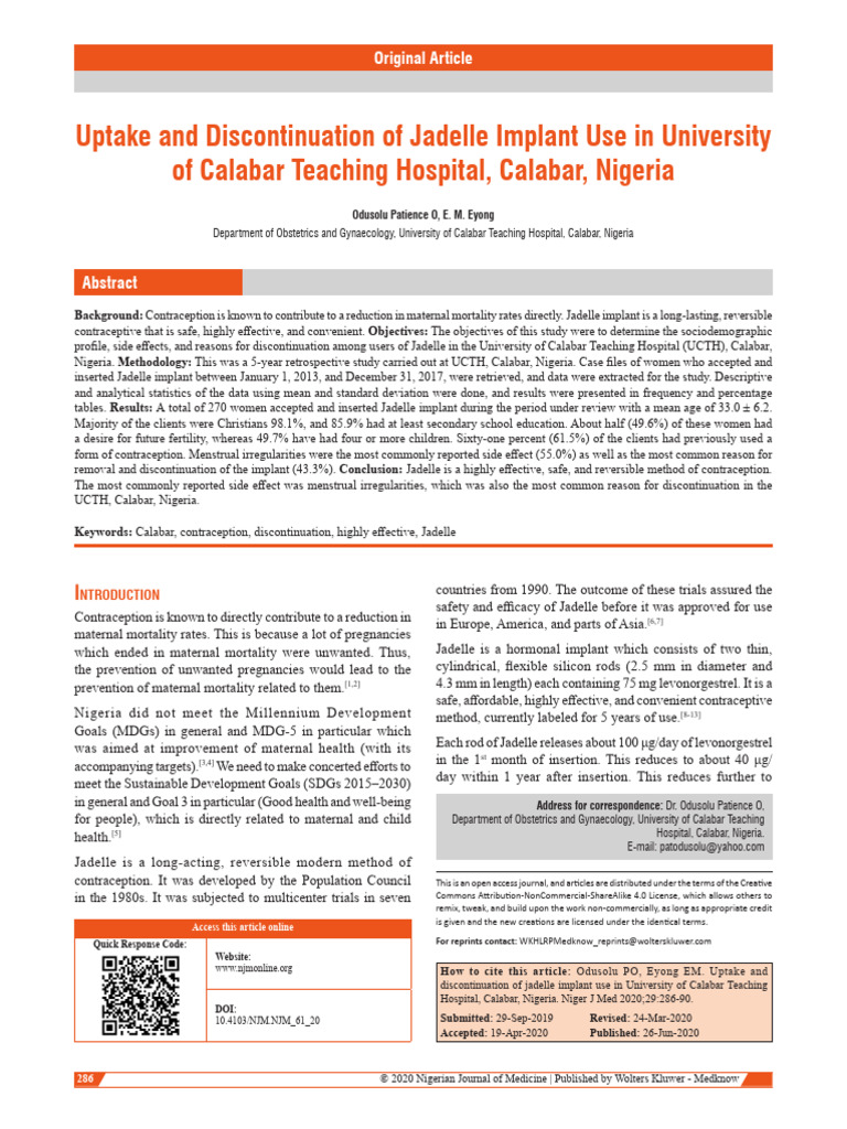 Jadelle Implant: Use and Discontinuation | PDF | Birth Control | Medicine