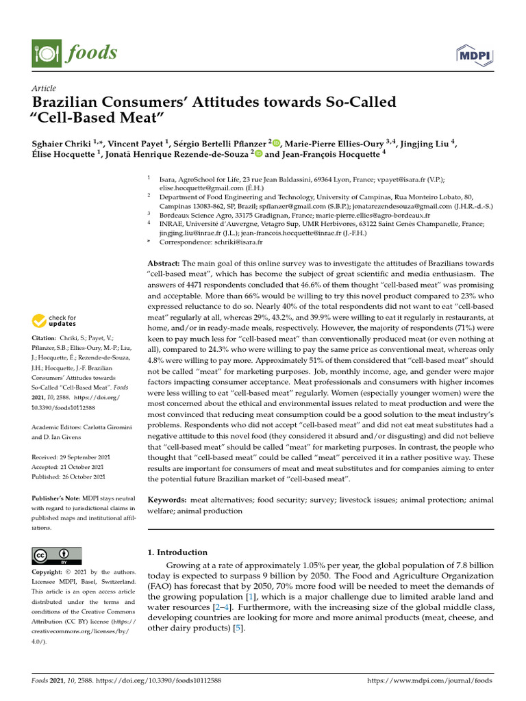 6 A - Brazilian Consumers’ Attitudes towards So-Called “Cell-Based Meat ...