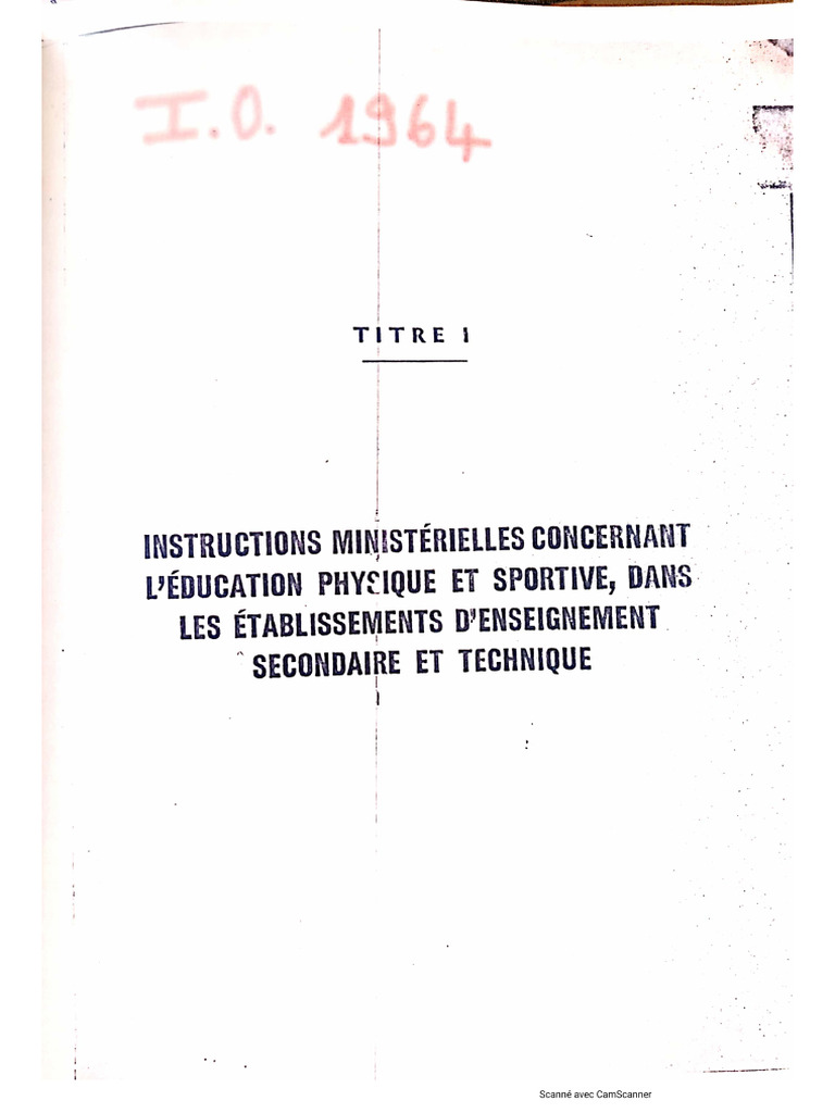 Extrait Des Instructions Officielles D' EPS Au Maroc 1964 | PDF
