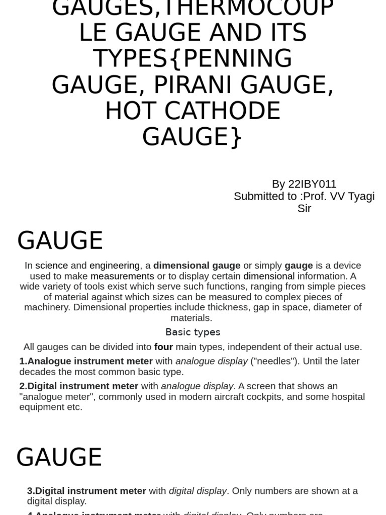 Gauges^Jthermocouple Gauge and Its Types{ | PDF | Thermocouple | Cathode