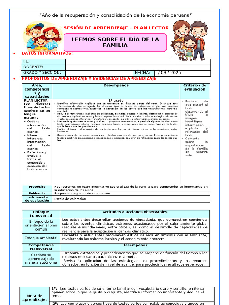 ADIC FECHA CIVICA DIA DE LA FAMILIA 2°ok | PDF | Familia | Aprendizaje