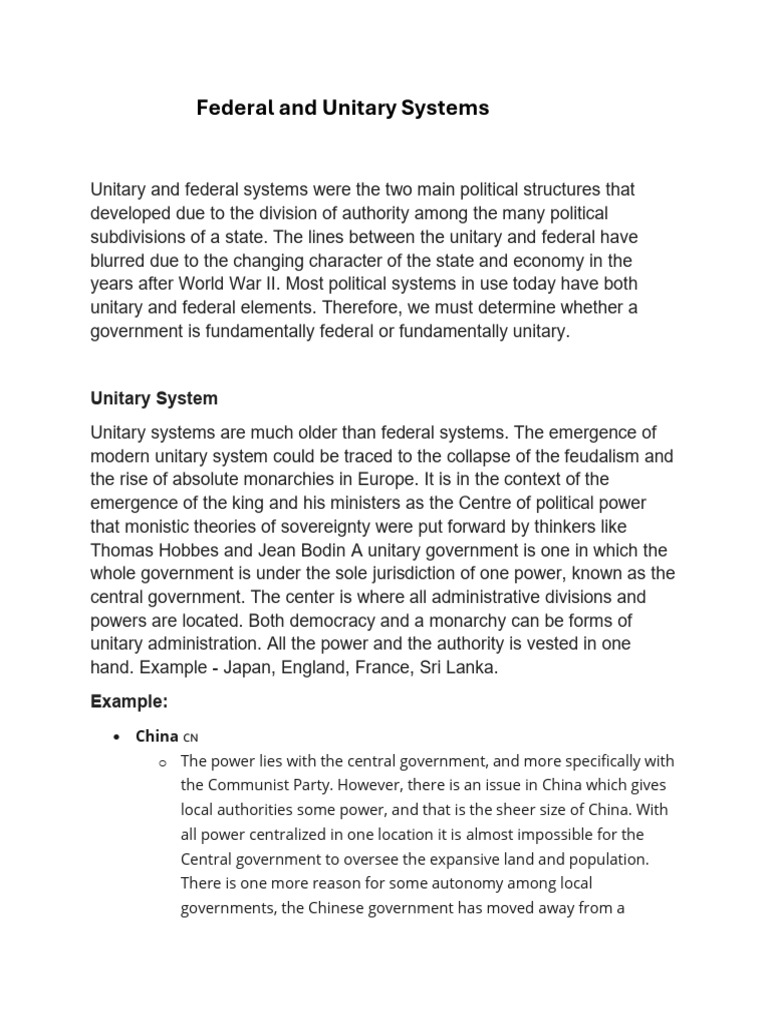 Disadvantages of Unitary Government | PDF | Federation | Devolution