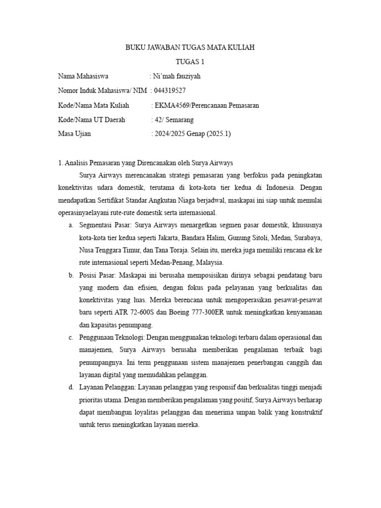 BJT_1 PERENCANAAN PEMASARAN | PDF