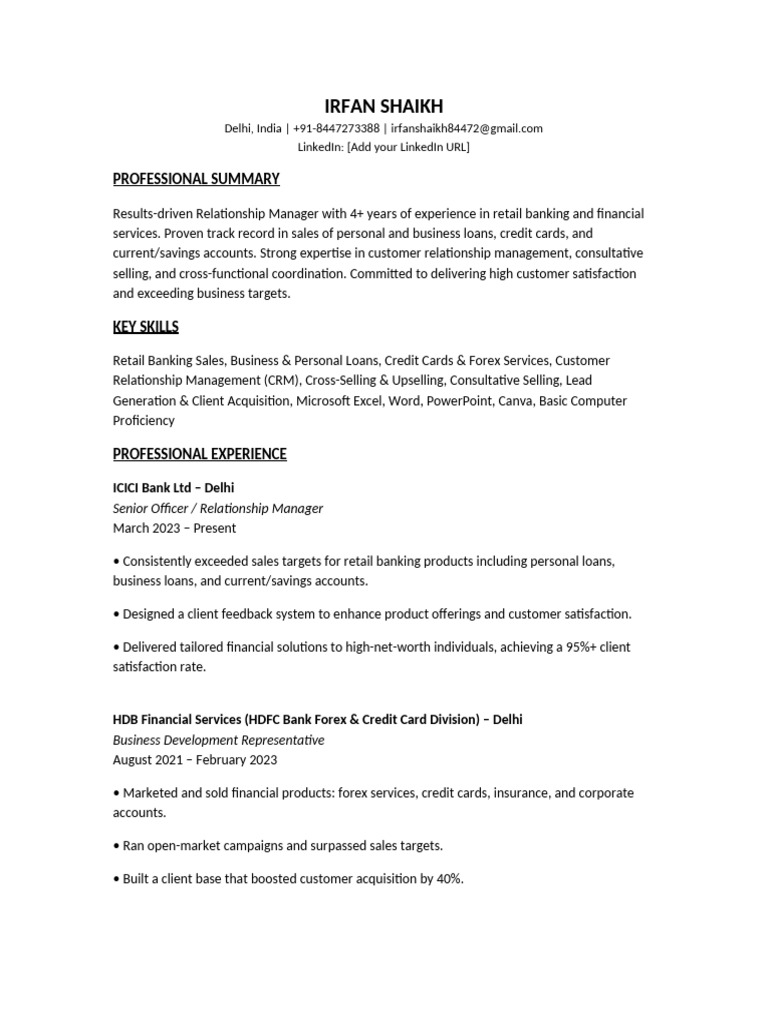 Irfan Shaikh ATS Resume | PDF