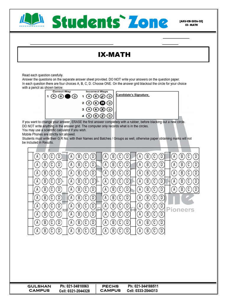 Class 11 AKU-EB Math Pre-Board Exam | PDF | Matrix (Mathematics ...
