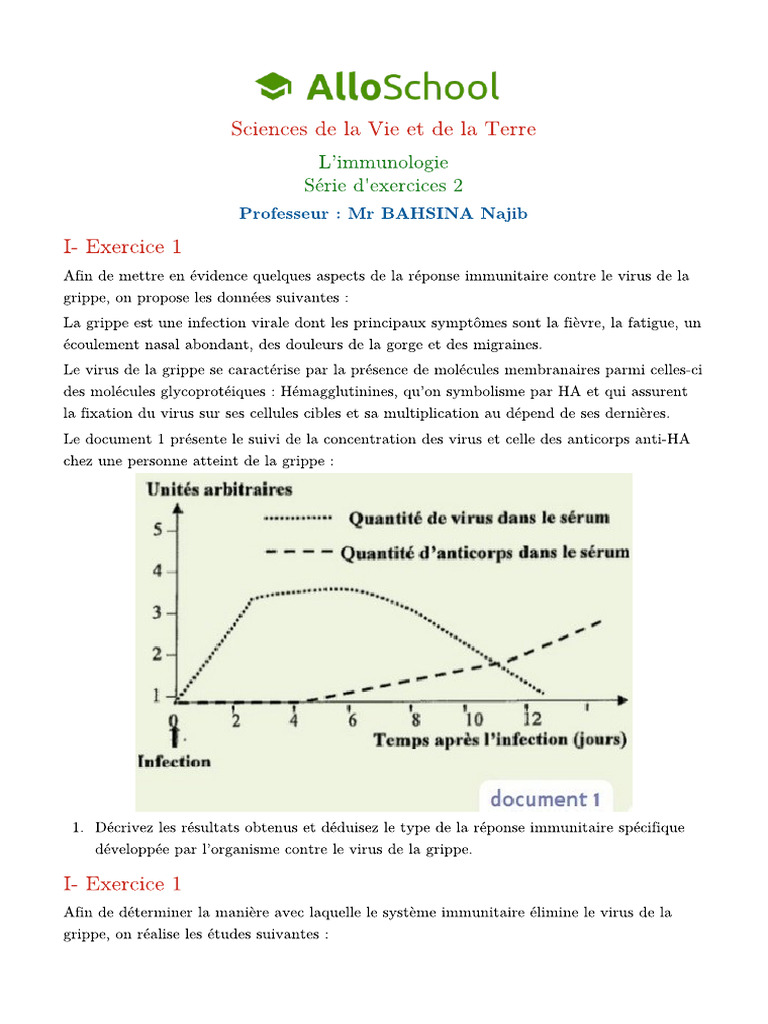 L Immunologie Serie D Exercices 2 | PDF