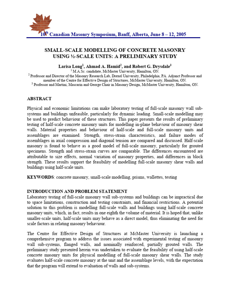 2005-Long Et Al - SMALL-SCALE MODELLING OF CONCRETE MASONRY USING half ...