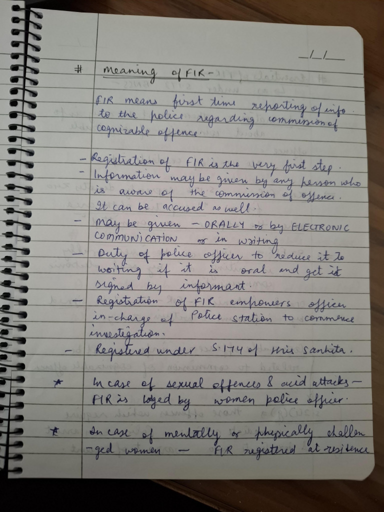 FIR NOTES BNSS CRPC | PDF