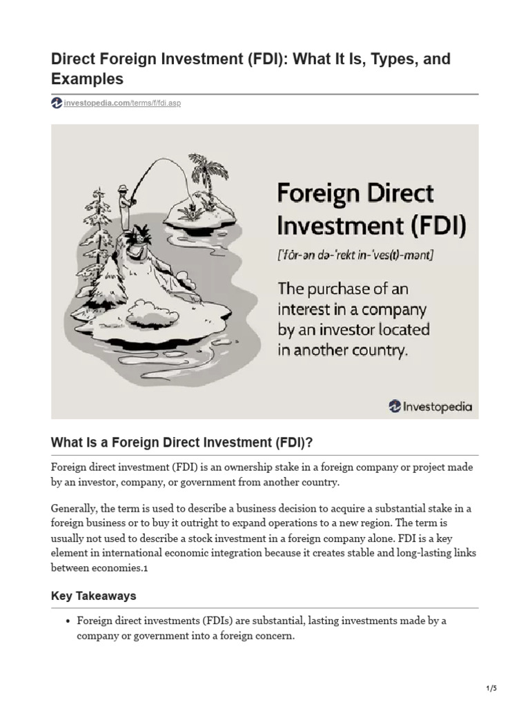 Direct Foreign Investment FDI What It Is Types and Examples | PDF ...