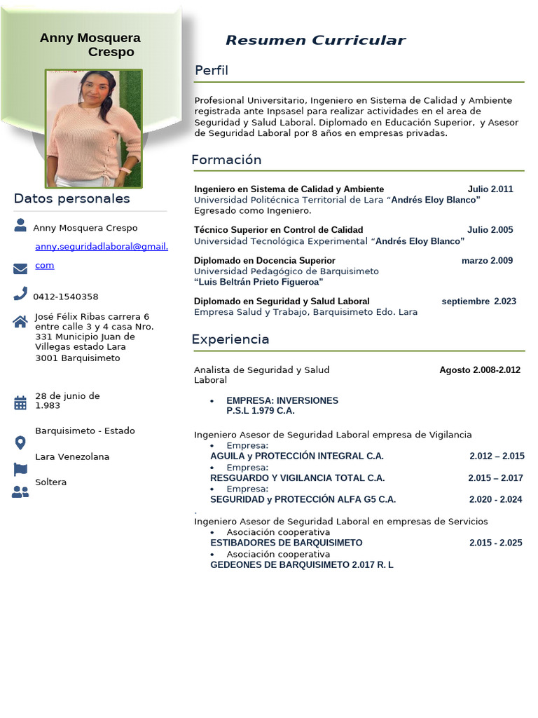 CV Anny Mosquera | PDF