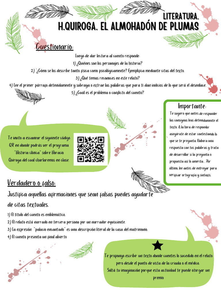 Análisis del cuento "El almohadón de plumas" | PDF