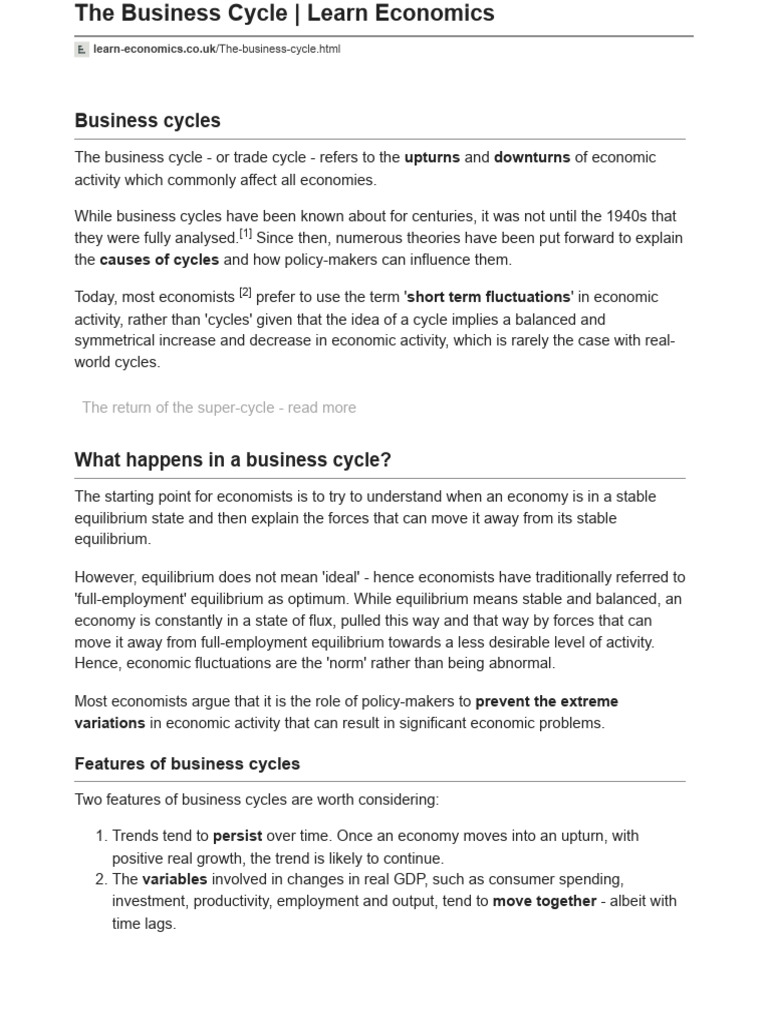 Understanding the Business Cycle | PDF | Business Cycle | Recession