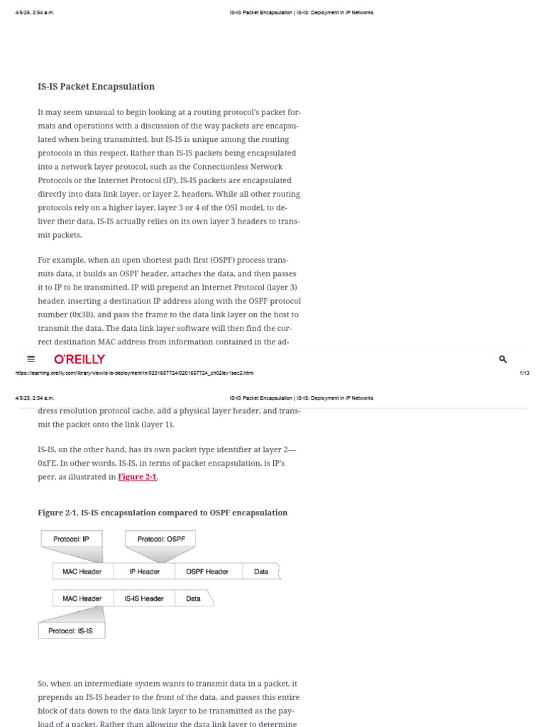 Is-Is Packet Encapsulation _ is-Is_ Deployment in IP Networks | PDF ...