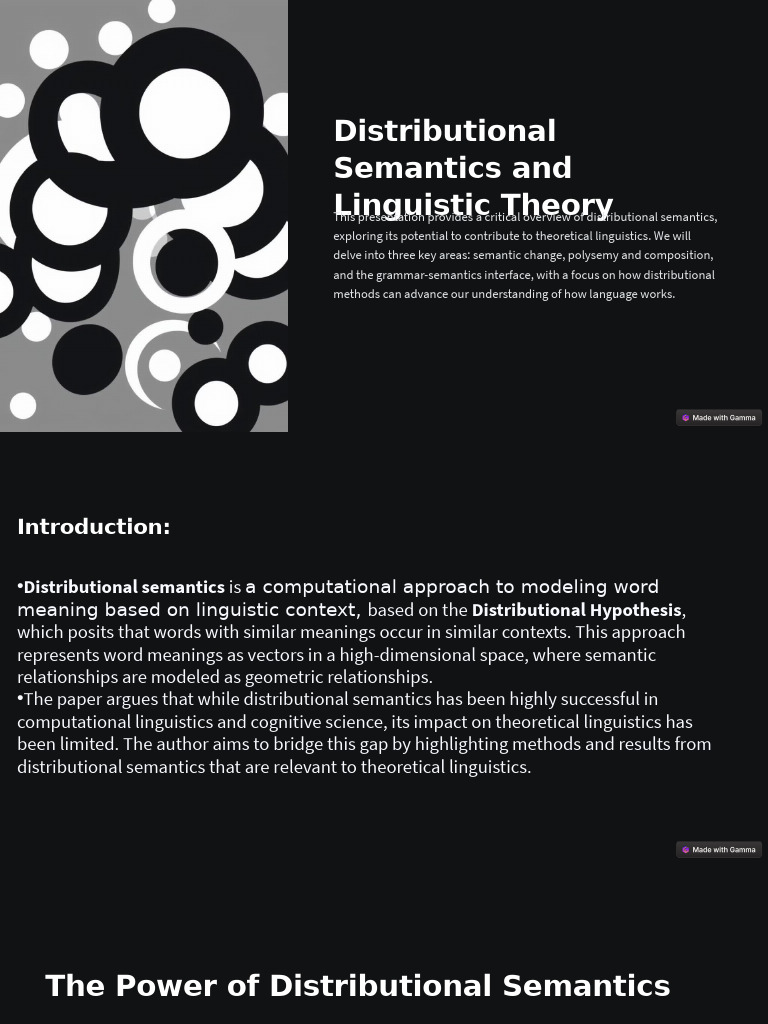Distributional Semantics and Linguistic Theory 1 | PDF | Semantics | Linguistics