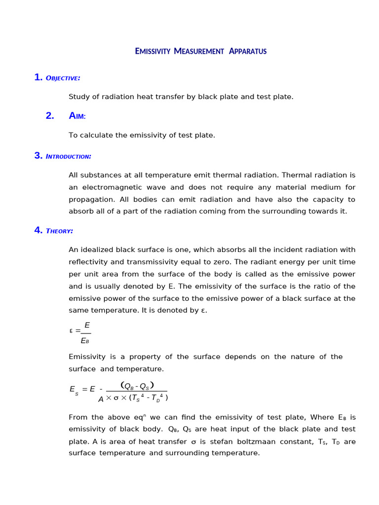 Emissivity Measurement Apparatus | PDF | Electromagnetism | Electrodynamics
