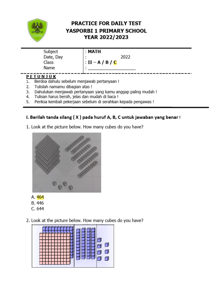 Latihan PH1 Math | PDF