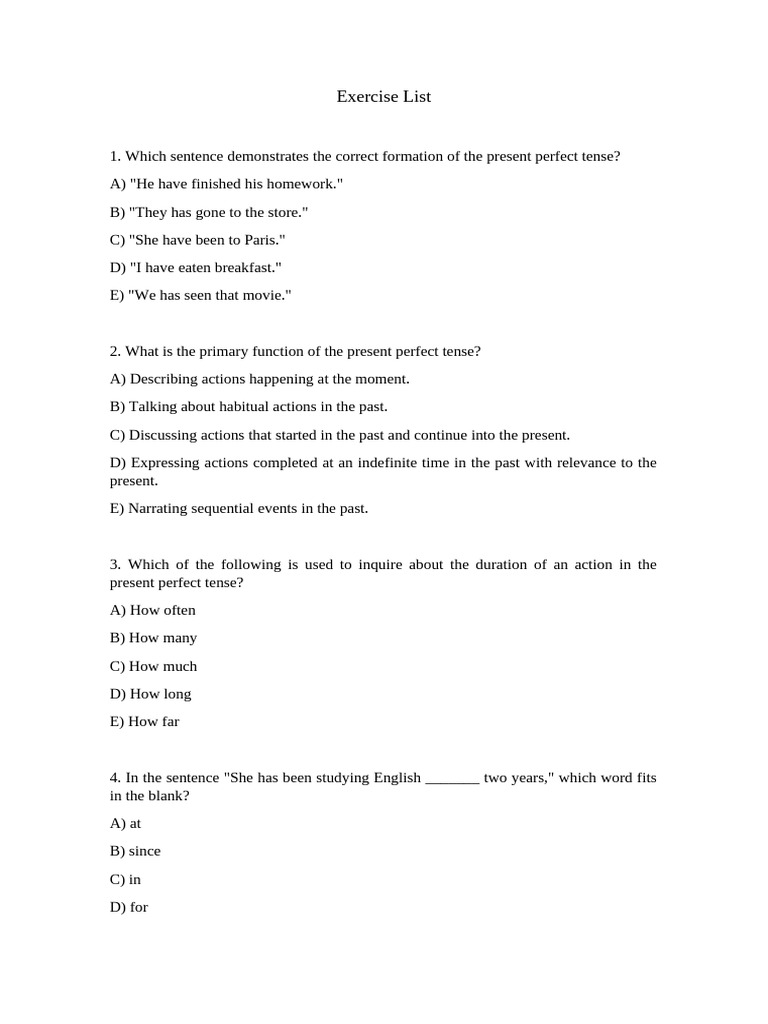 Exercise List | PDF