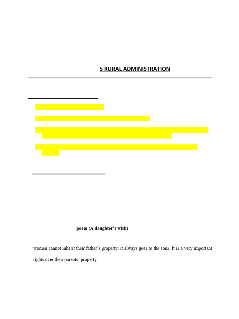 Rural Administration - Civics Ch. 5 (NOTES) PDF | PDF