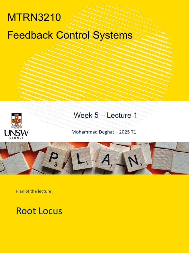 MTRN3210 W5L1 - Root Locus | PDF | Mathematical Physics | Mathematical Analysis