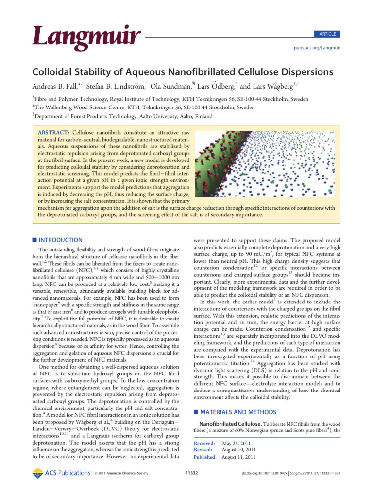 Colloidal Stability of Aqueous Nanofibrillated Cellulose Dispersions ...