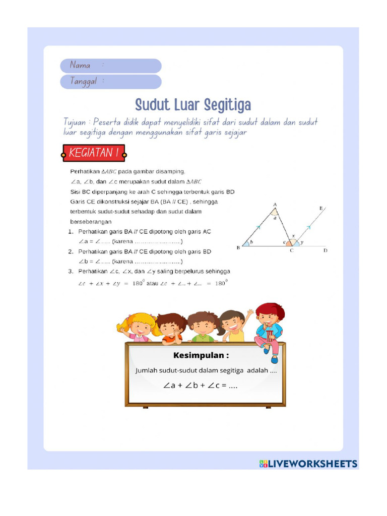 LKPD SUDUT DALAM DAN SUDUT LUAR SEGITIGA | PDF